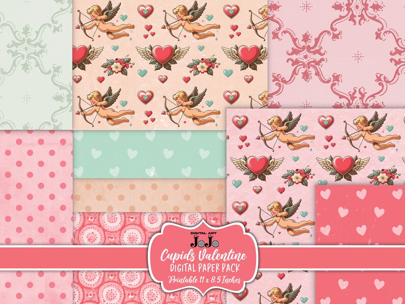Valentine Junk Journal Digital Paper, Love Heart Scrapbook Pages Set ...