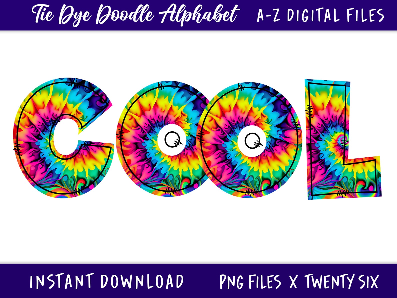 Rainbow Tie Dye Alphabet PNG Bundle Colorful Tie Dye Color - Etsy