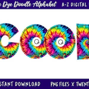 Rainbow Tie Dye Alphabet PNG Bundle, Colorful Tie Dye Color Fill ...