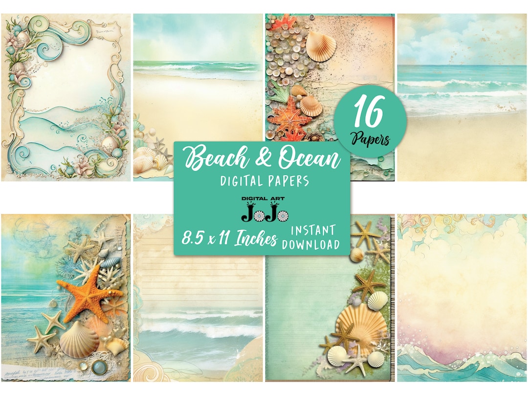Ocean Junk Journal Papers, Beach Junk Journal Pages, Collage Sheets ...