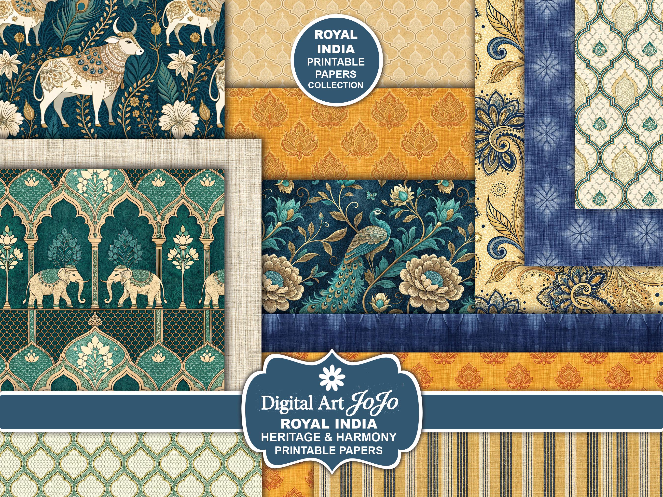 Royal India Printable Paper Pack – Junk Journal Papers, Indigo Blue ...