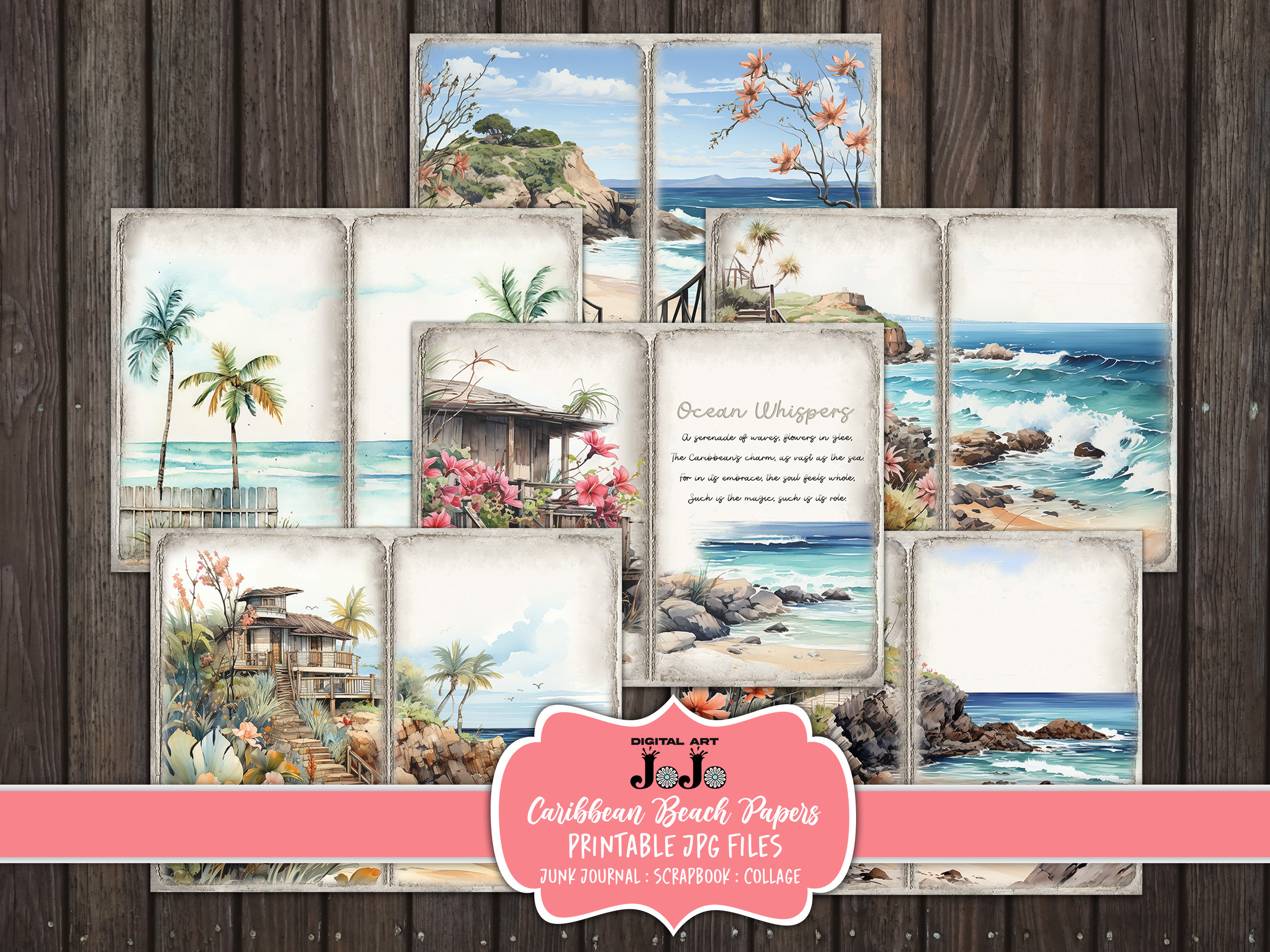 Beach Junk Journal Papers, Ocean Junk Journal Pages, Collage Sheets ...