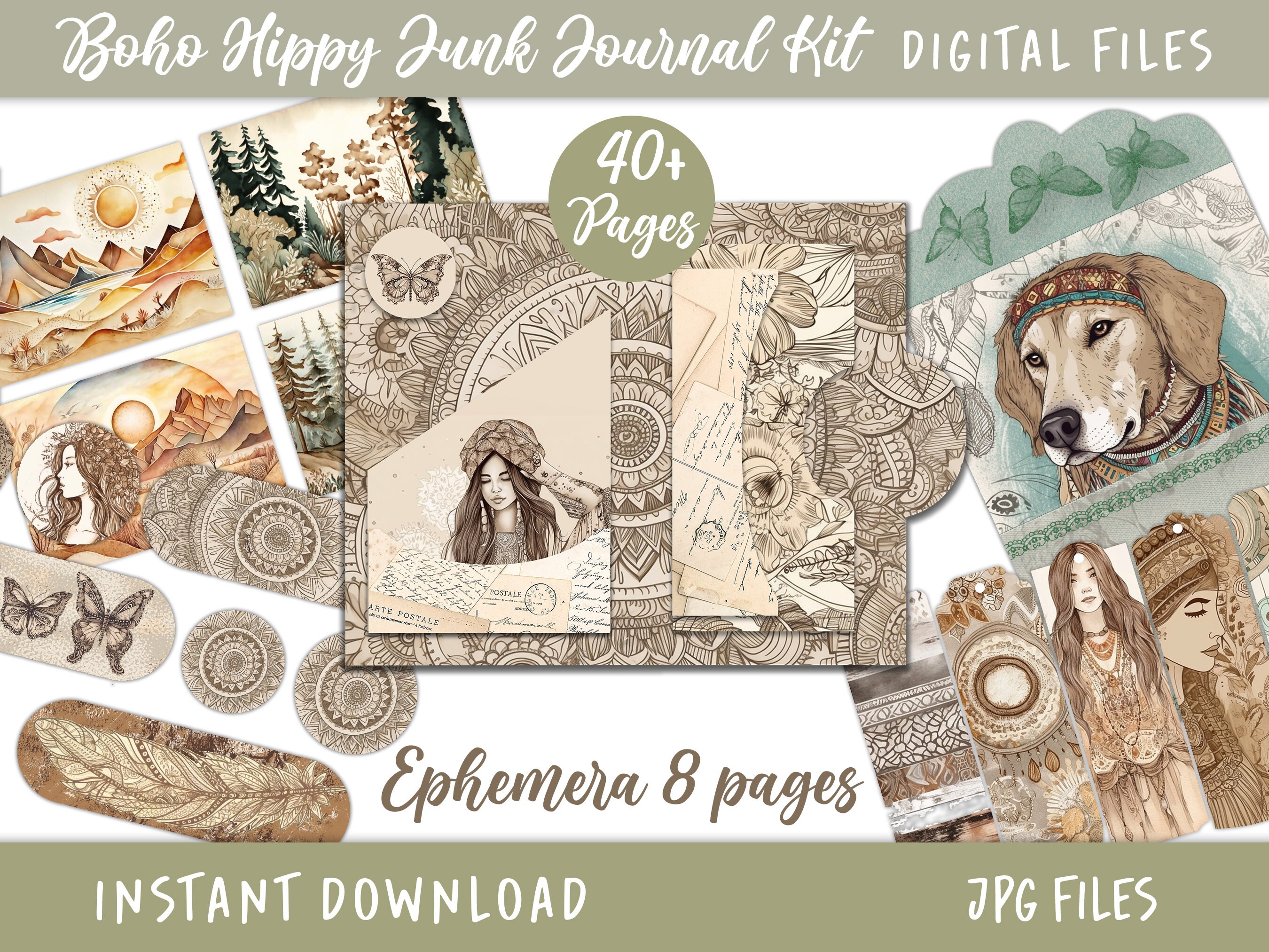 Boho Junk Journal Kits Digital Download Bohemian Printable - Etsy