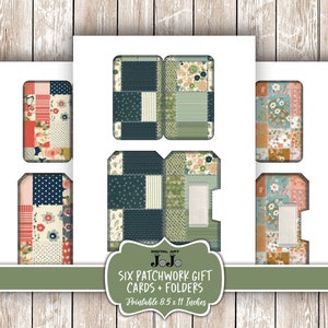 Printable Patchwork Gift Card, Digital Junk Journal Folder, Scrapbook ...