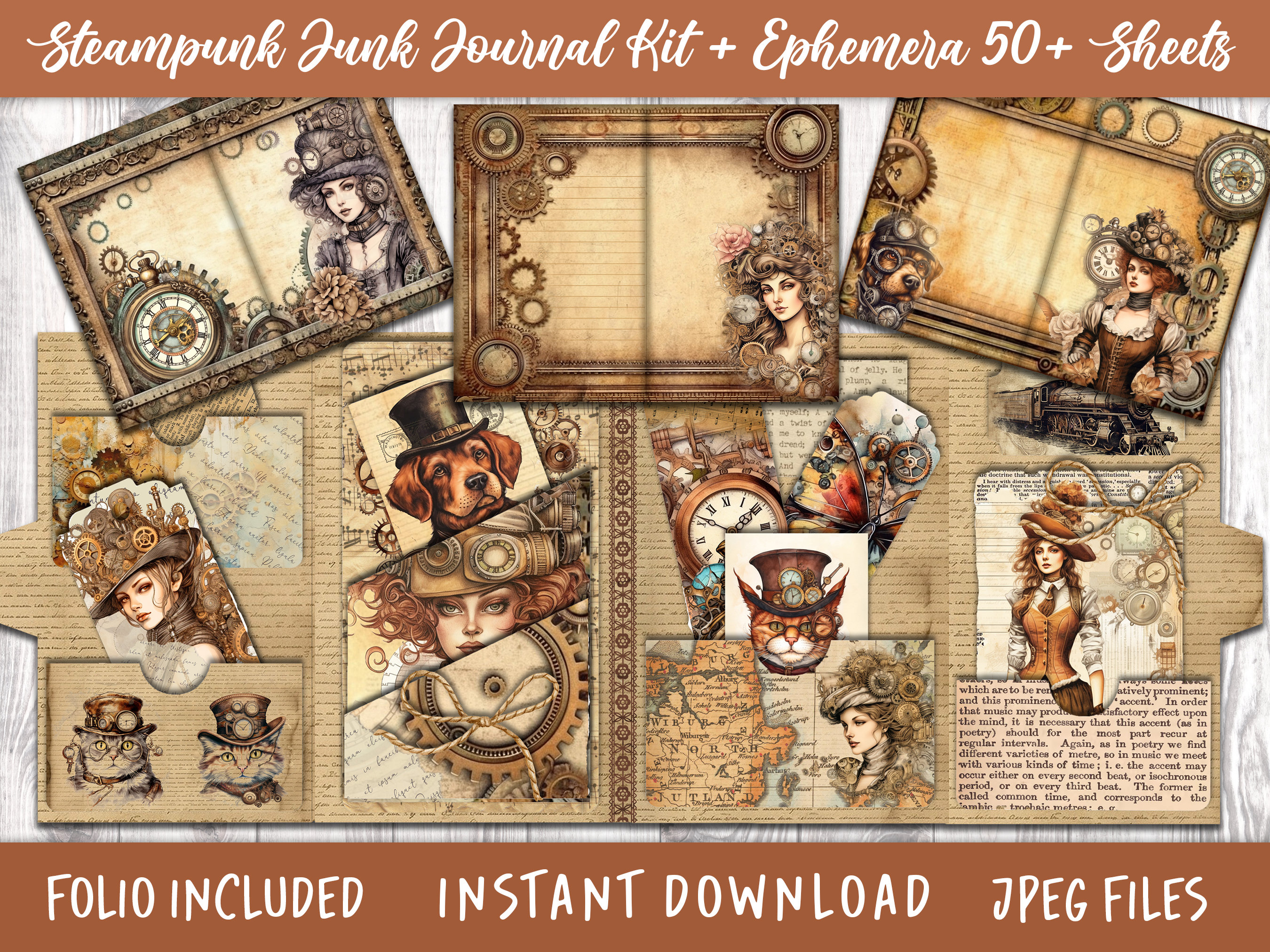 Steampunk Junk Journal Kit Junk Journal Digi Kits Ephemera - Etsy