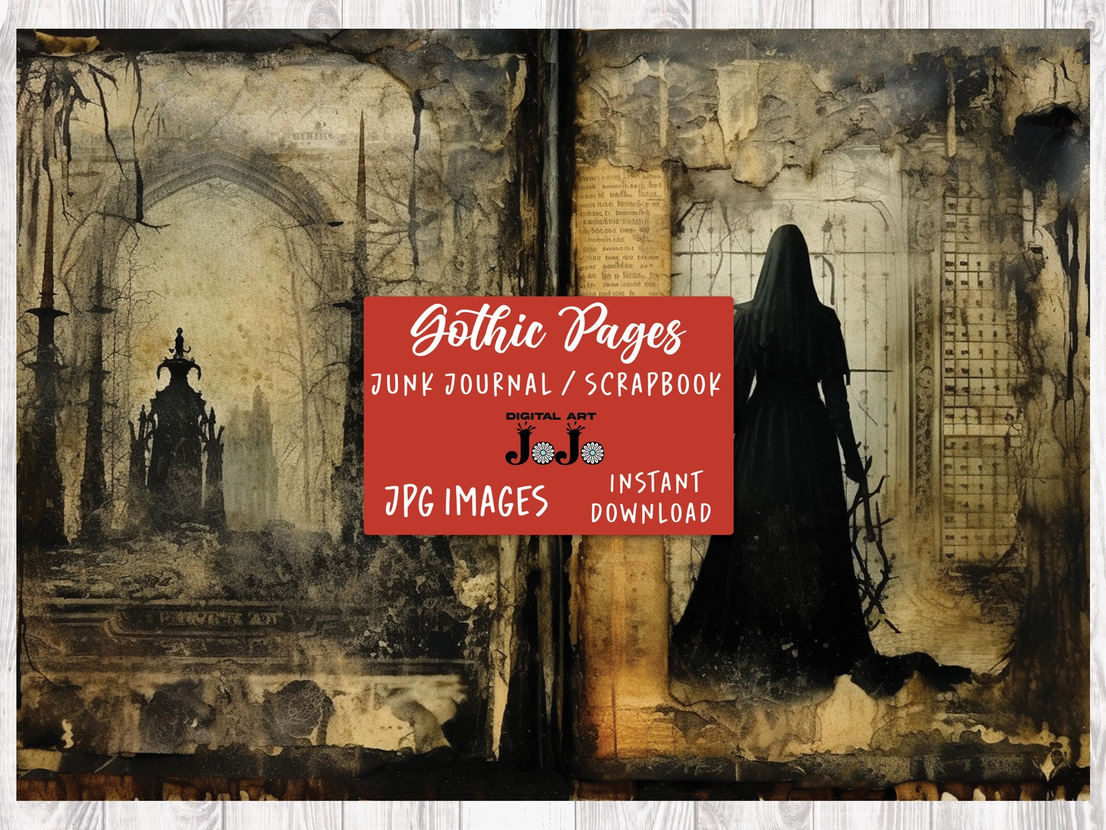 Gothic Junk Journal Pages, Scrapbooking Papers, Collage Sheets, Instant ...