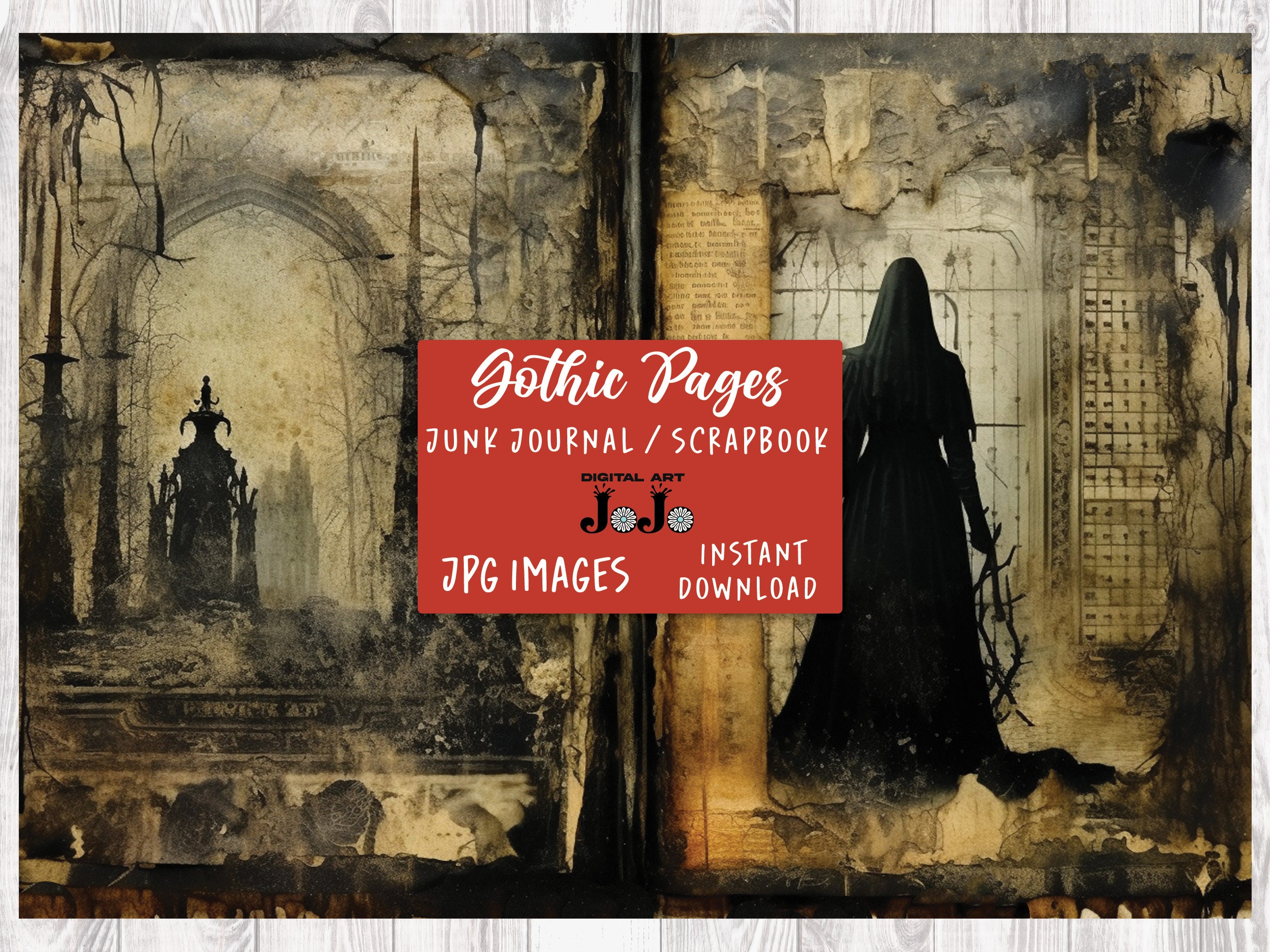 Gothic Junk Journal Pages, Scrapbooking Papers, Collage Sheets, Instant ...