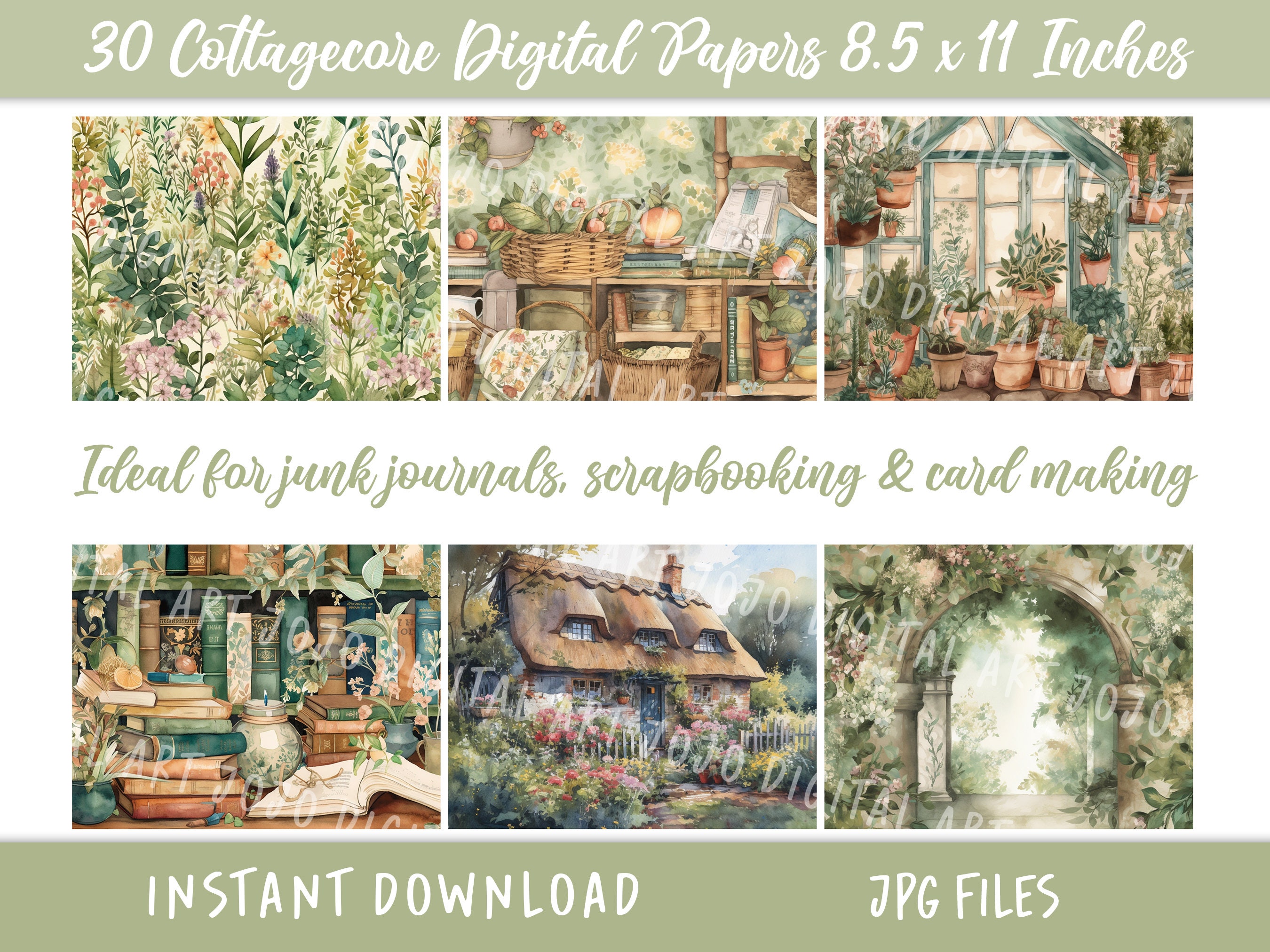 Cottagecore Digital Papers, Scrapbooking Paper, Digital Paper Pack ...