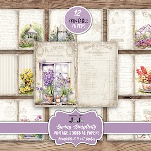 Spring Floral Junk Journal Printable Papers, Vintage Flowers Pages ...