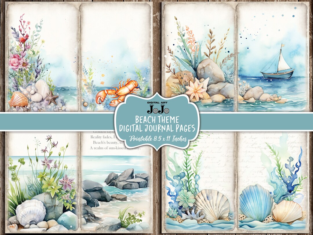Beach Junk Journal Papers, Ocean Junk Journal Pages, Collage Sheets ...