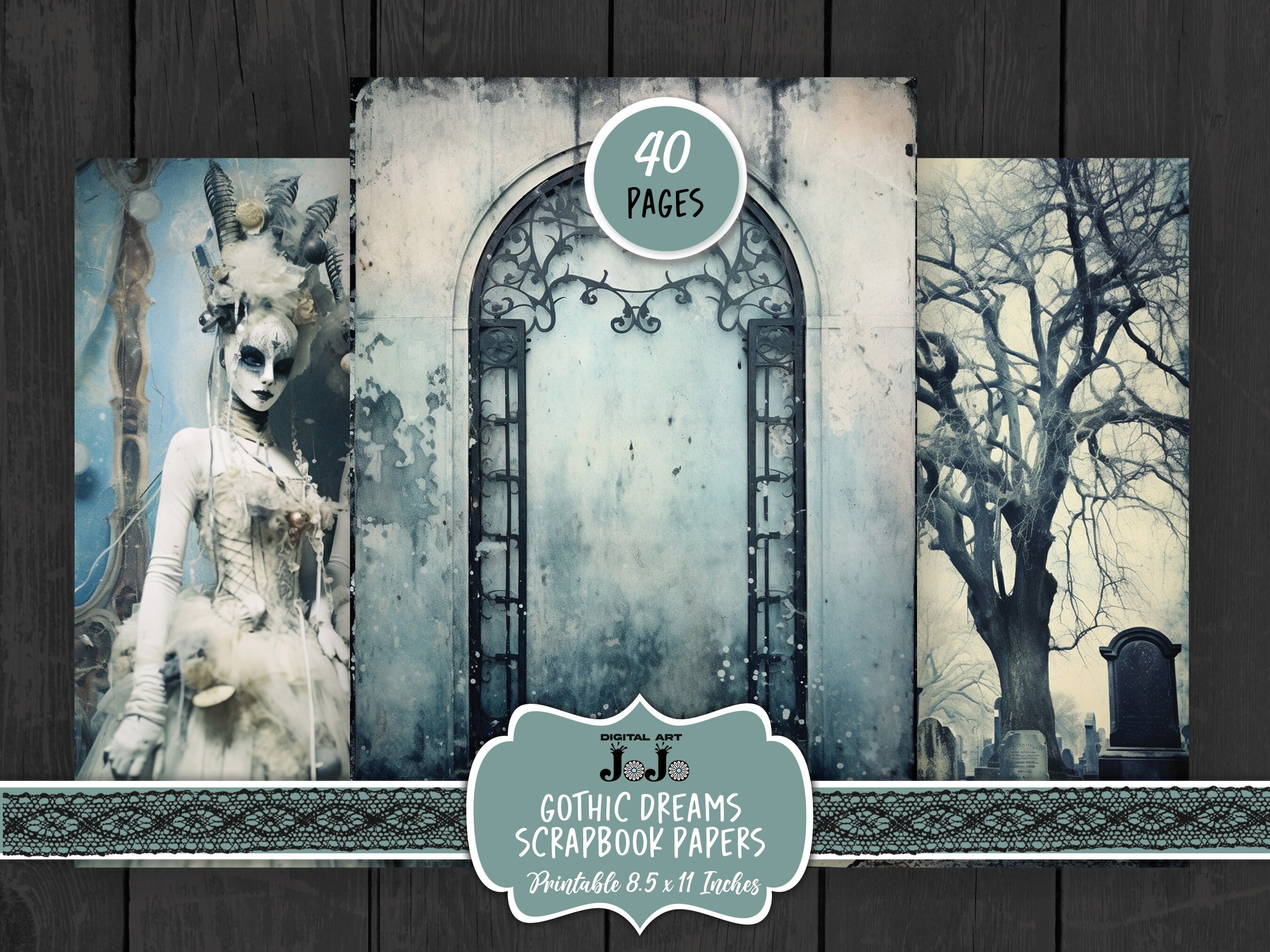 Gothic Junk Journal Pages, Scrapbooking Papers Kit, Collage Sheets ...