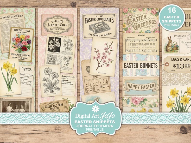 Easter Snippets Printable – Spring Ephemera Papers for Junk Journals ...