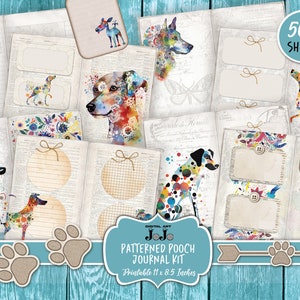 Dog Junk Journal Kit, Printable Cute Scrapbook Papers, Animal Digital ...