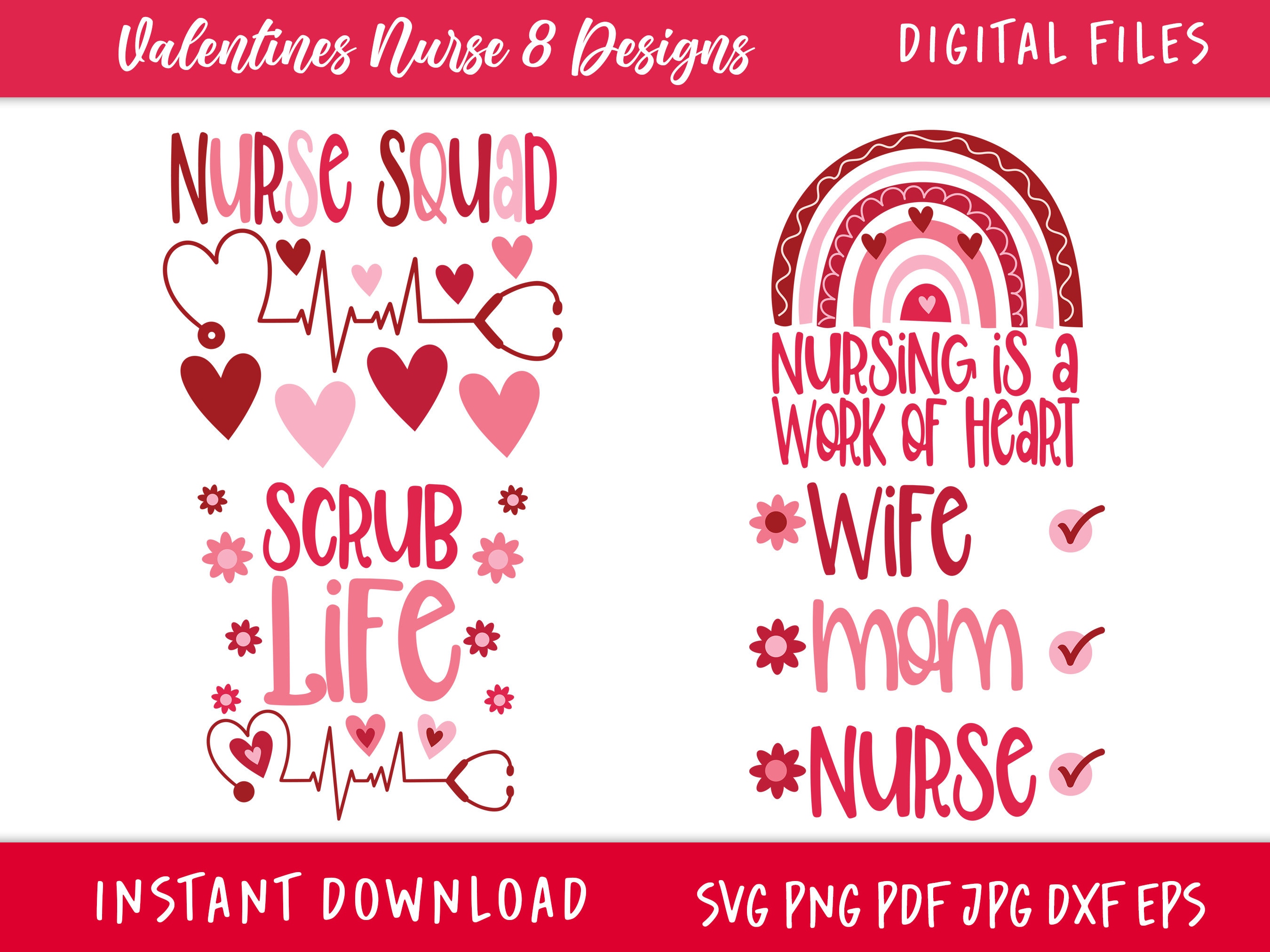 Valentines Day Nurse Svg, Valentines Day Svg Nurse, Nurse Valentines ...
