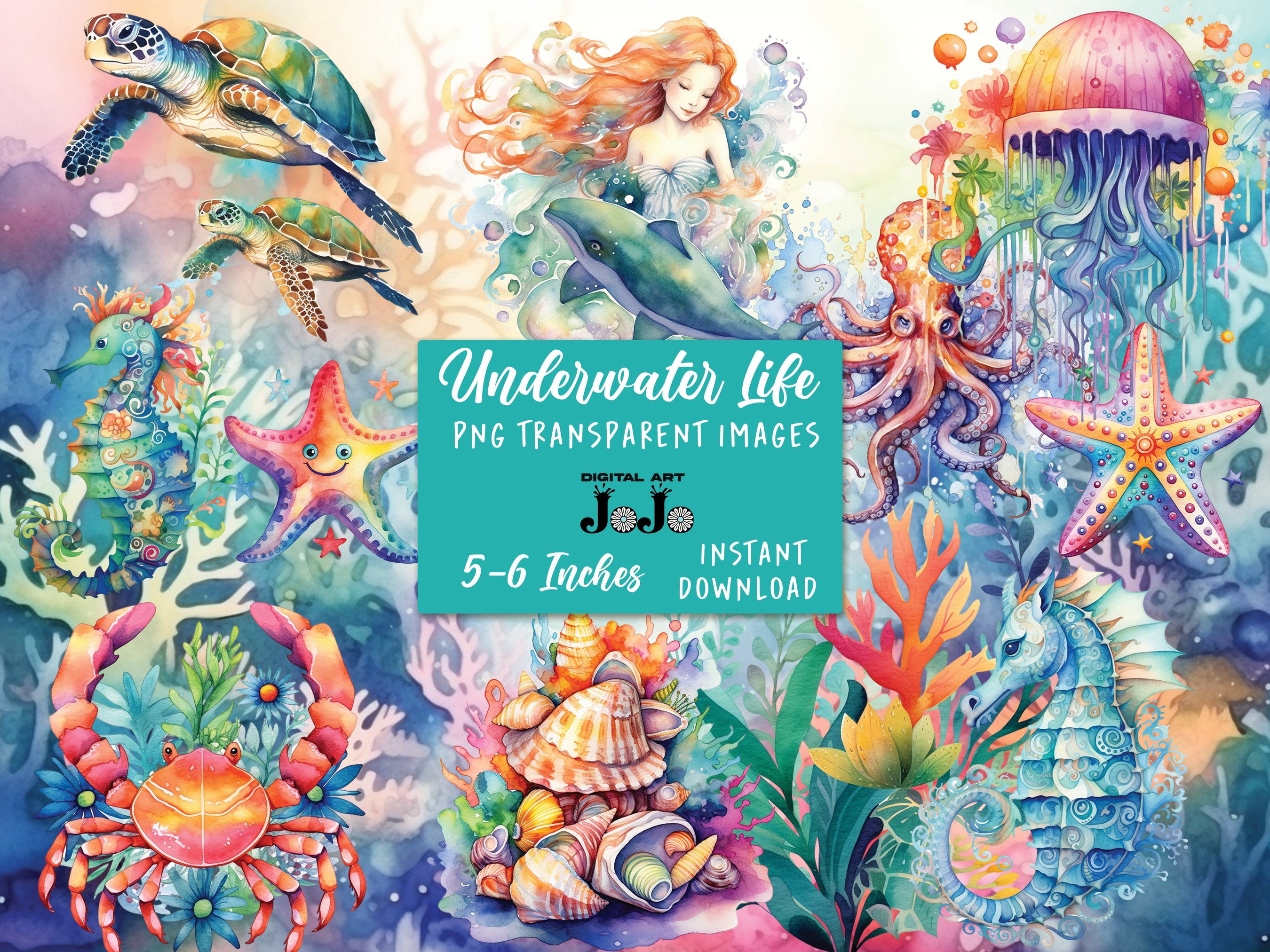 Sealife Clipart, Underwater Clipart, Commercial Use PNG, Coral Reef ...