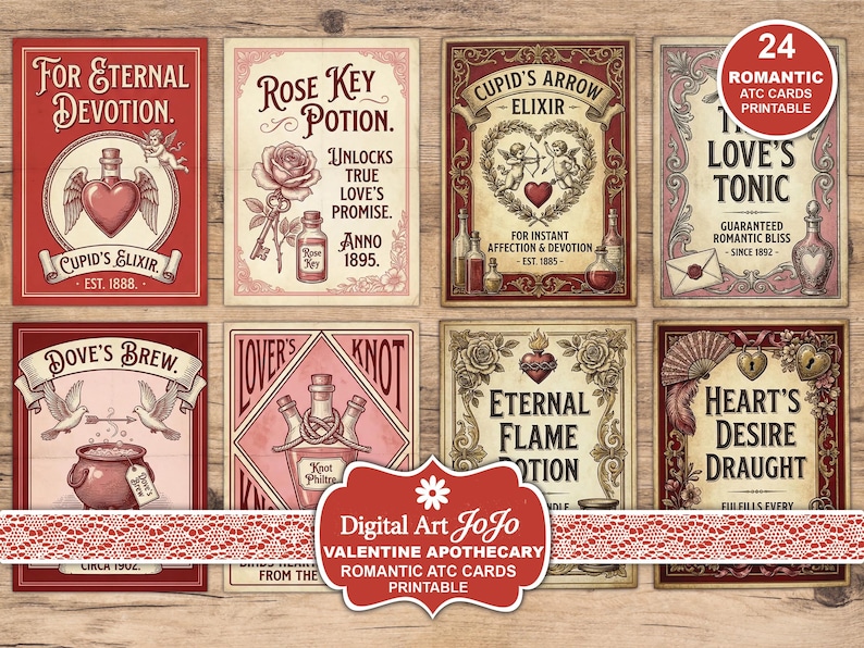 Vintage Romantic Apothecary Ephemera Labels Printable, Love Potion ...