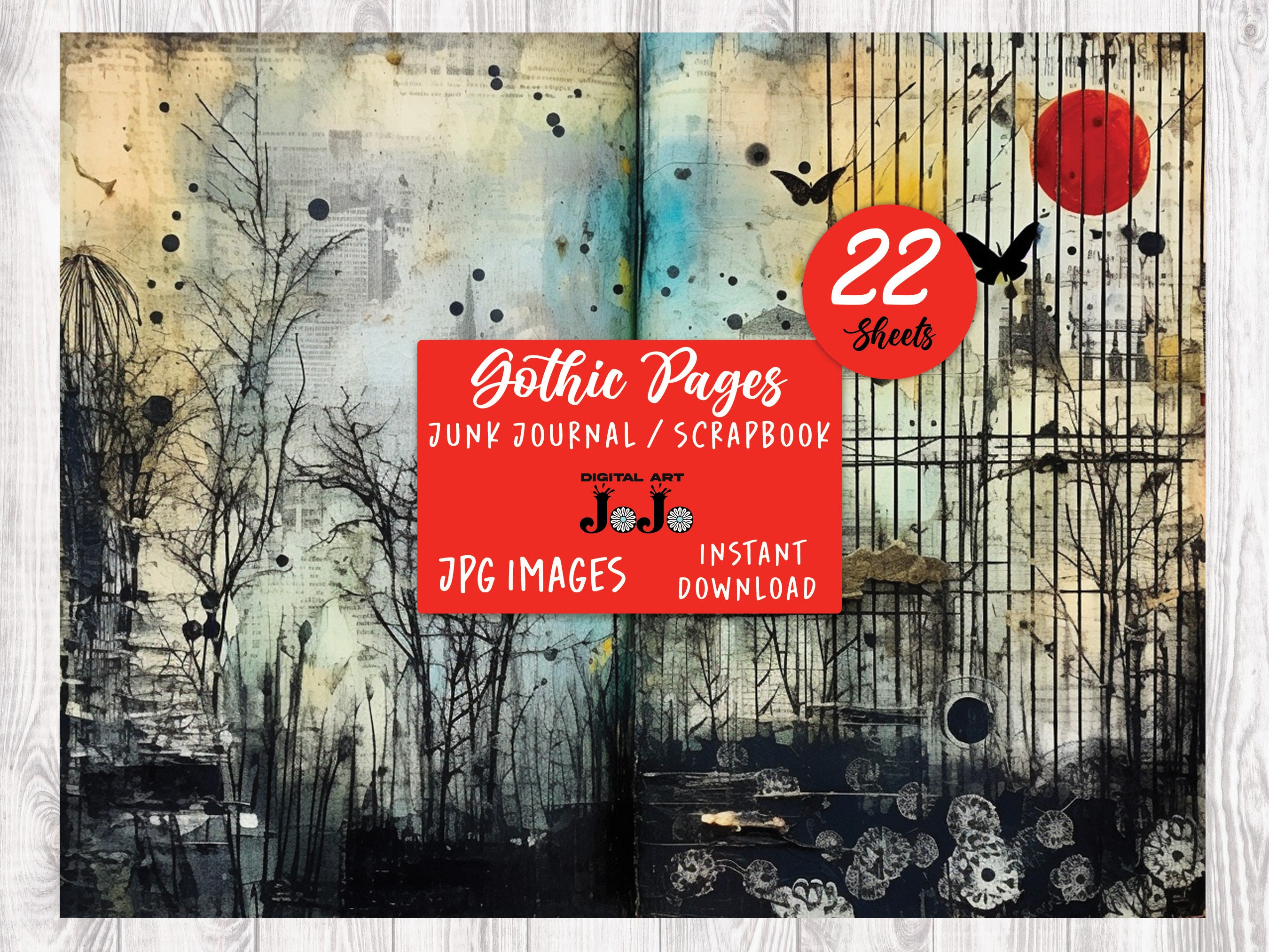 Dark Academia Gothic Junk Journal Pages, Scrapbooking Papers, Collage ...