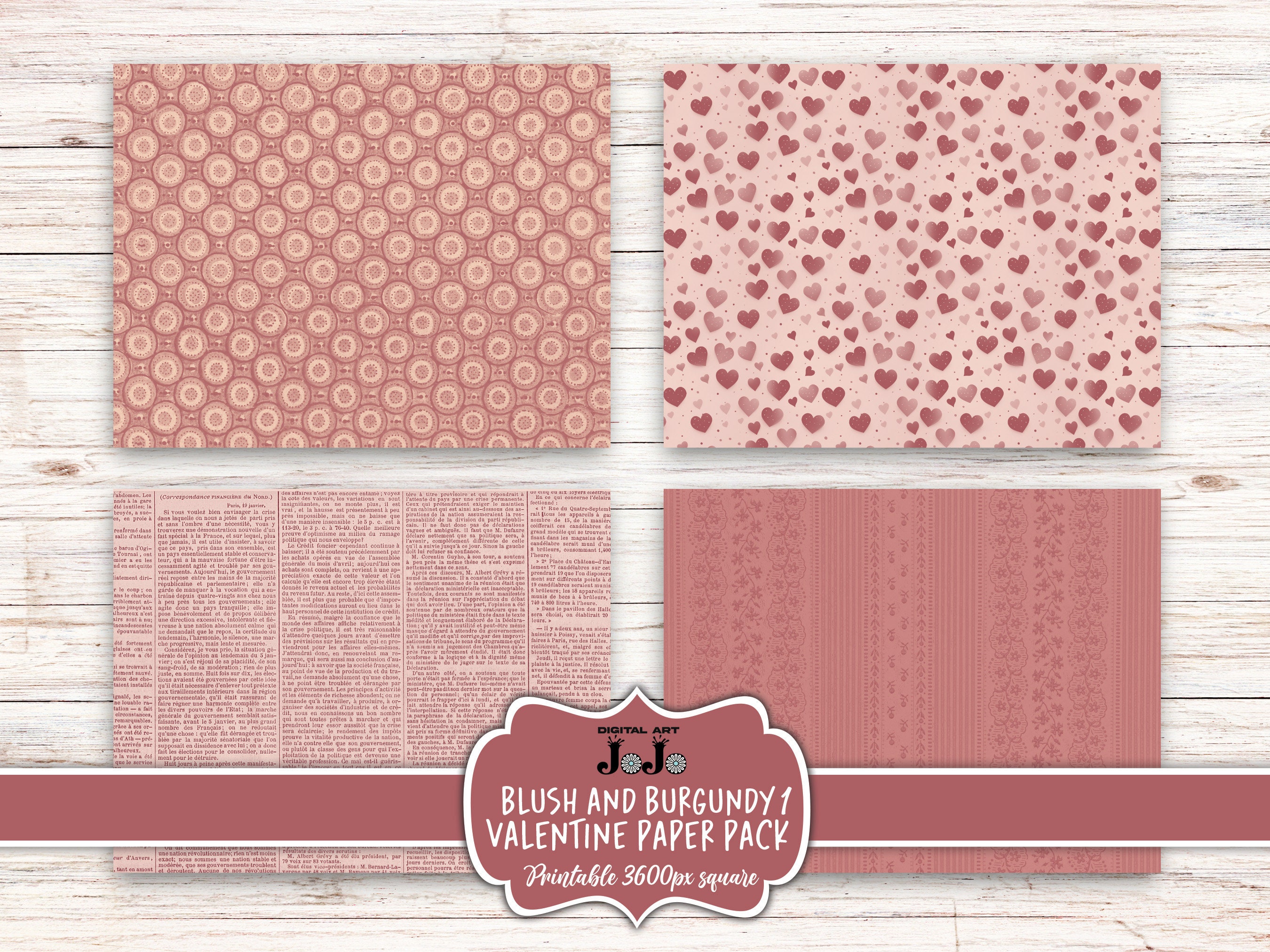 Valentine Junk Journal Digital Paper, Love Scrapbooking Pages Set ...