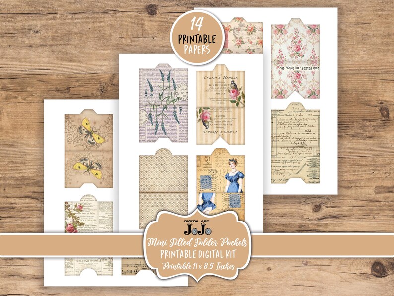 Printable Mini File Folders, Junk Journal Ephemera Kit, Vintage ...