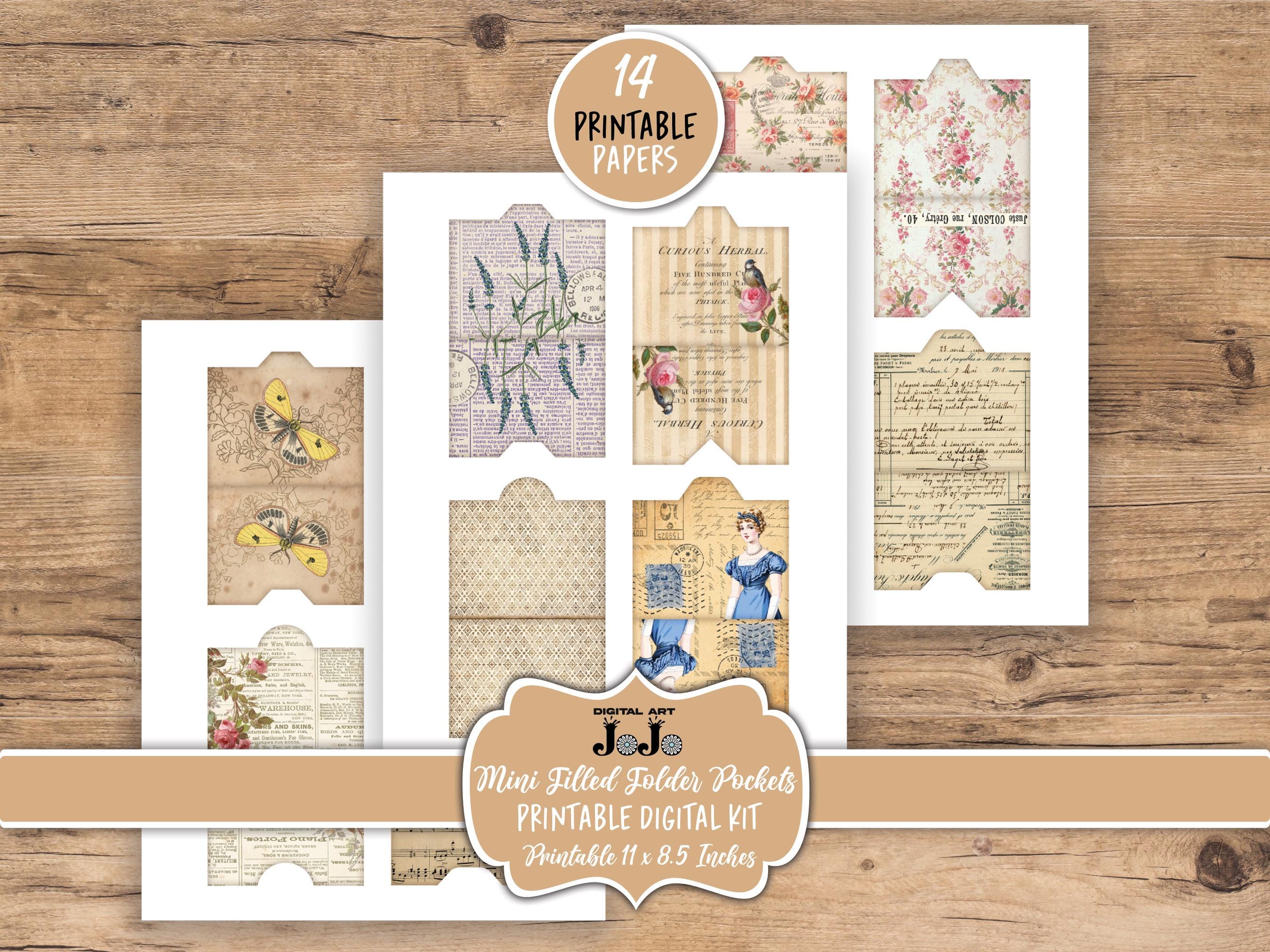 Printable Mini File Folders, Junk Journal Ephemera Kit, Vintage ...