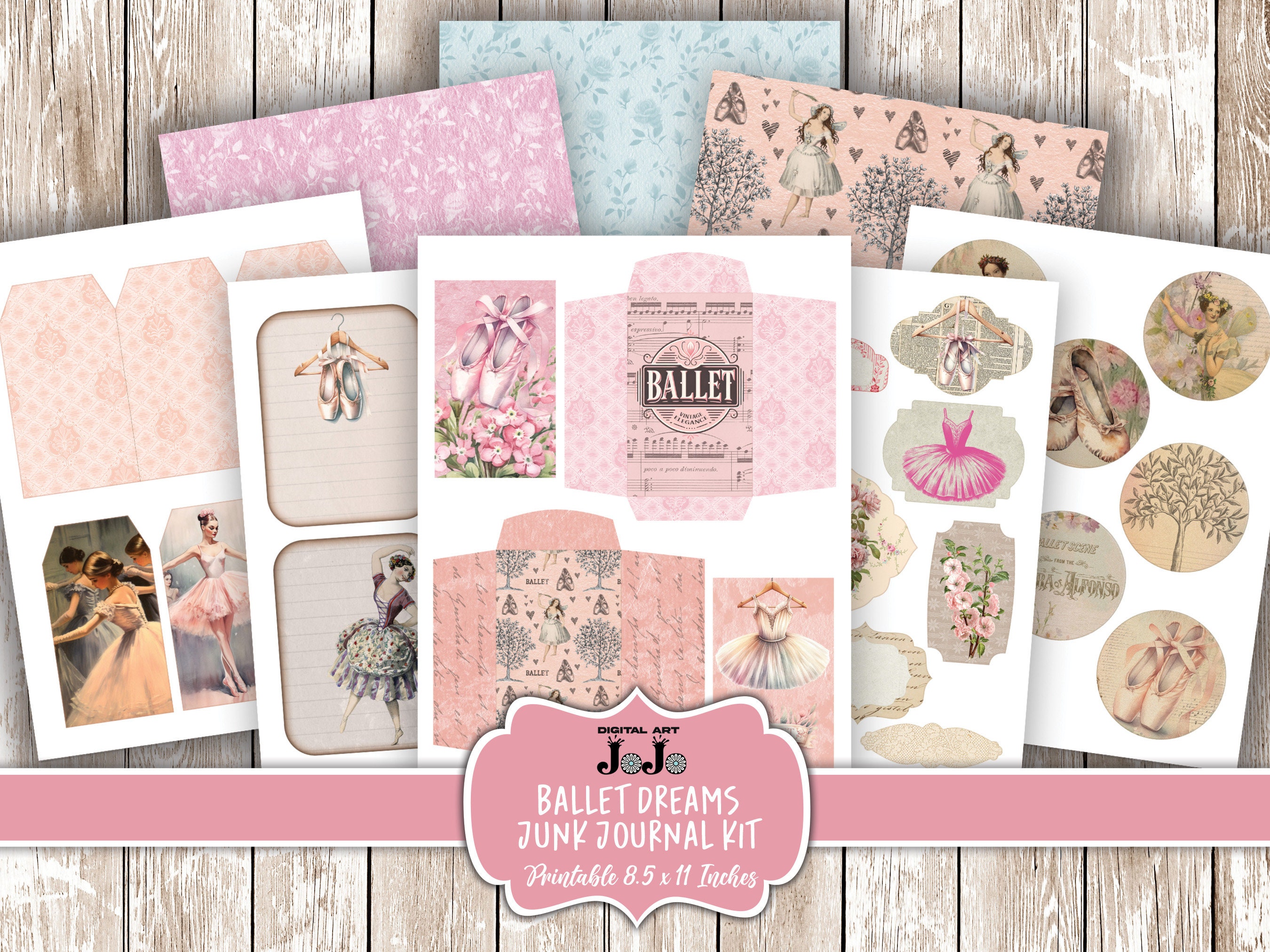 Ballet Junk Journal Kit, Ballerina Vintage Papers, Dance Handmade Pages ...