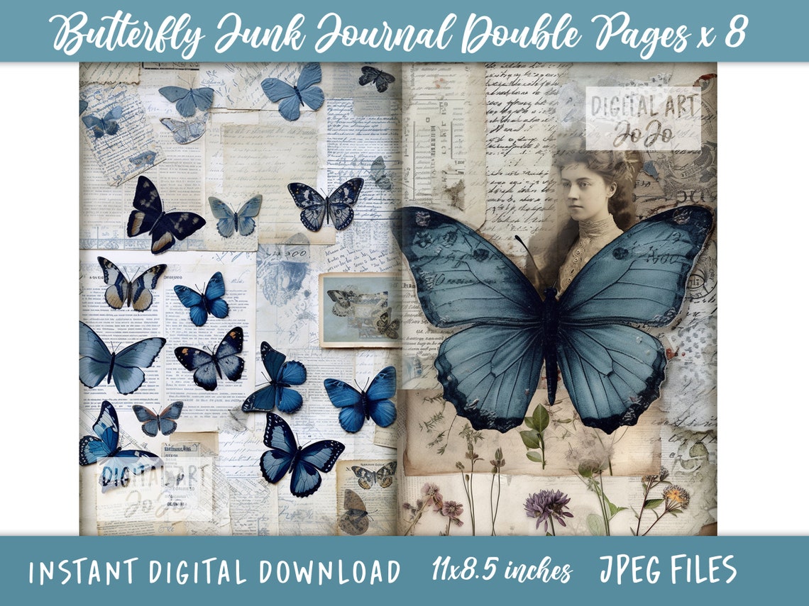 Junk Journal Printable Butterflies, Butterfly Junk Journal Kit, Junk ...