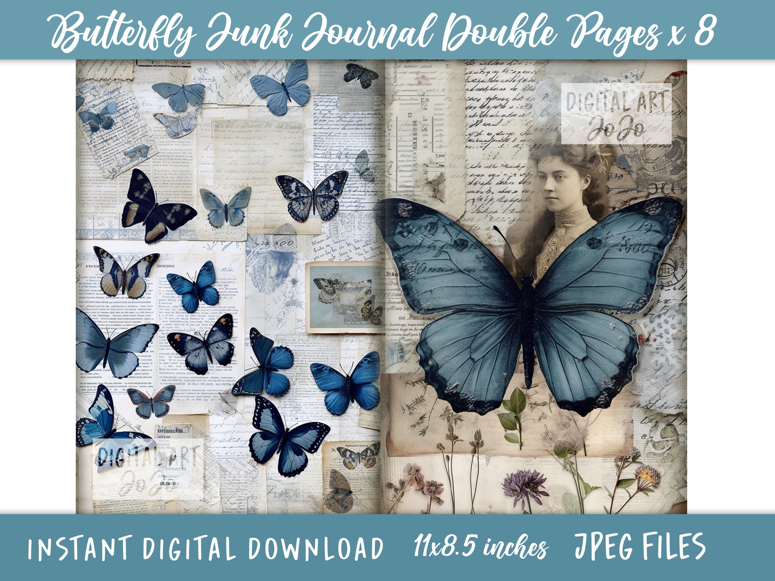 Junk Journal Printable Butterflies, Butterfly Junk Journal Kit, Junk ...