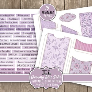 Vintage Lilac Junk Journal Folio, Printable Scrapbook Paper, Digital ...