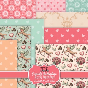 Valentine Junk Journal Digital Paper, Love Heart Scrapbook Pages Set ...