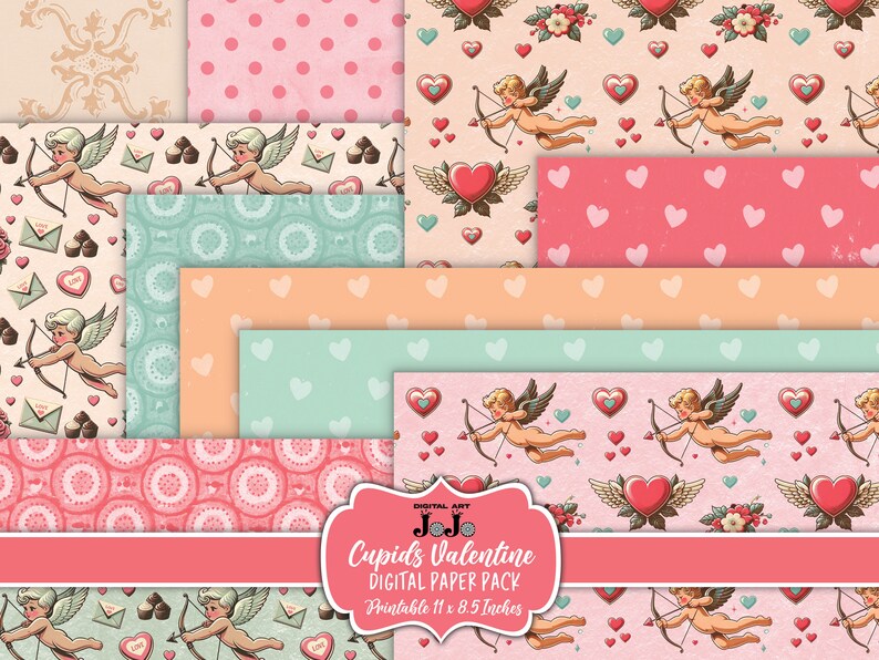 Valentine Junk Journal Digital Paper, Love Heart Scrapbook Pages Set ...