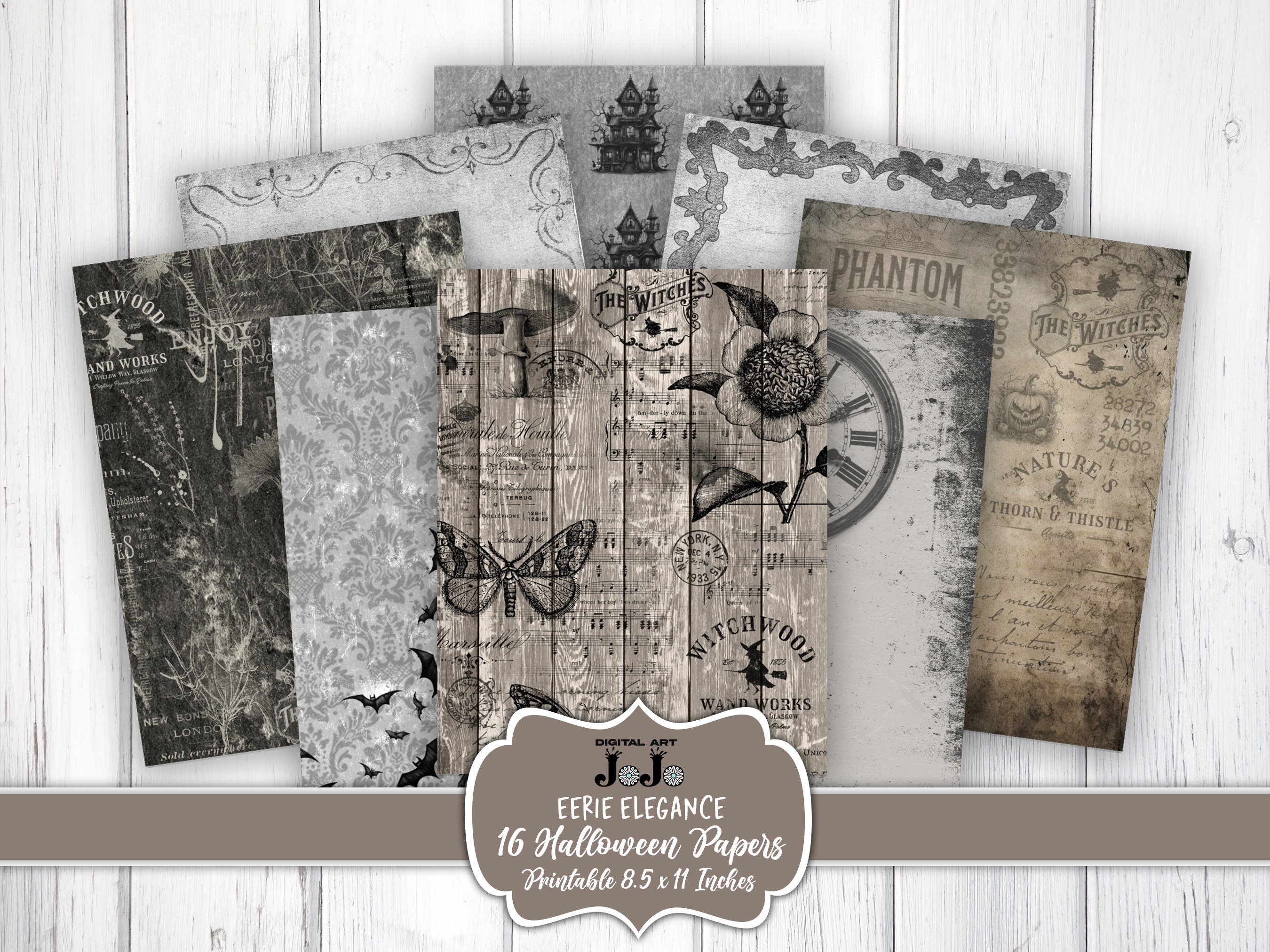 Halloween Digital Paper Pack, Printable Scrapbook Sheets, Journal Pages ...