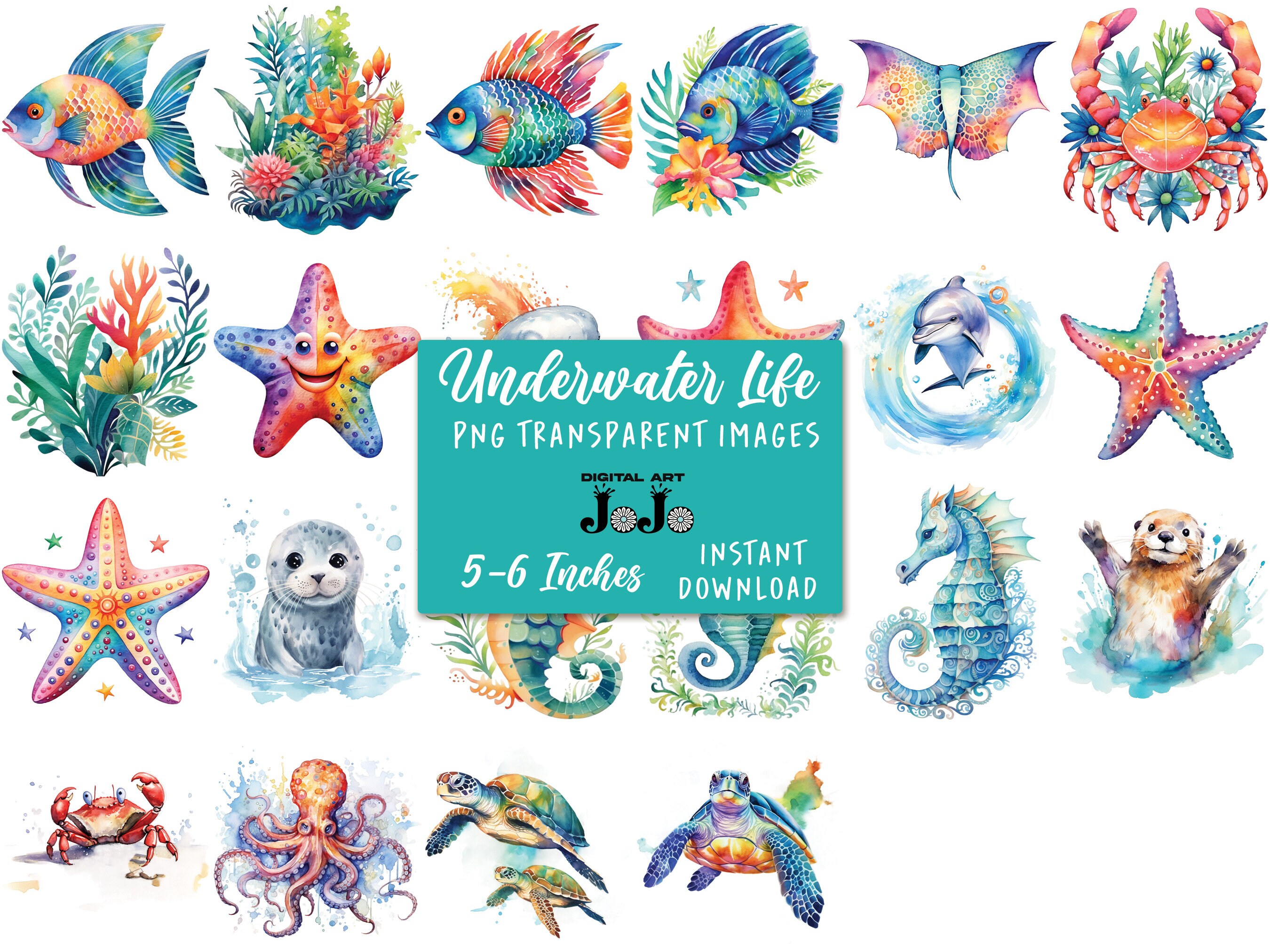 Sealife Clipart Underwater Clipart Commercial Use Coral - Etsy