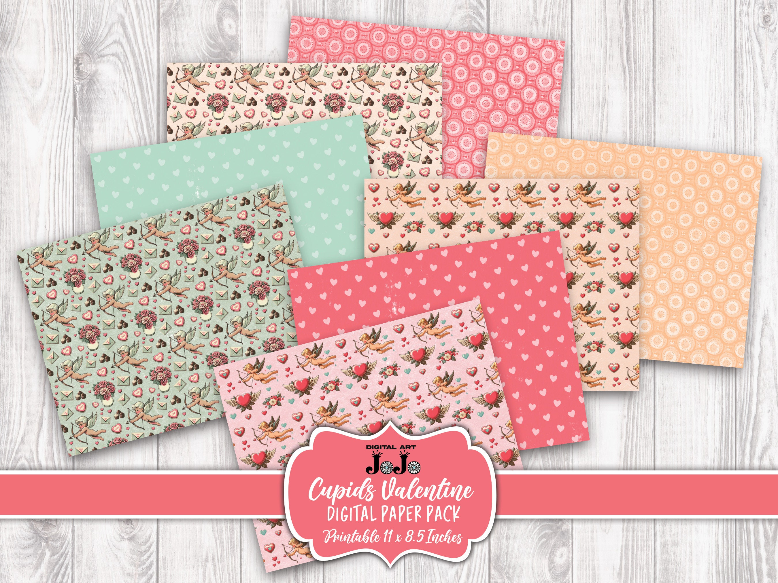 Valentine Junk Journal Digital Paper, Love Heart Scrapbook Pages Set ...