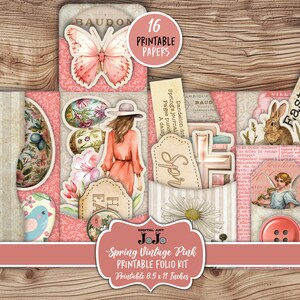 Spring Junk Journal Folio Printables, Scrapbook Easter Digital Wallet, Simple Craft Kit, Gift ...