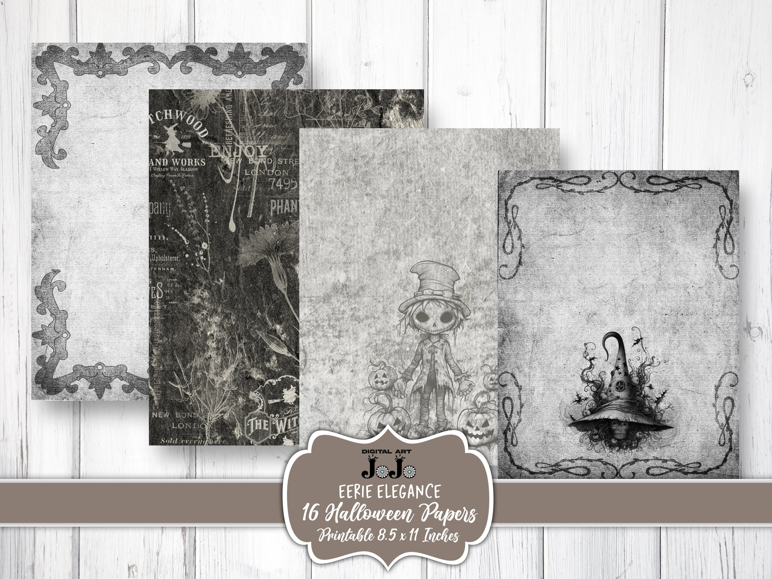 Halloween Digital Paper Pack, Printable Scrapbook Sheets, Journal Pages ...