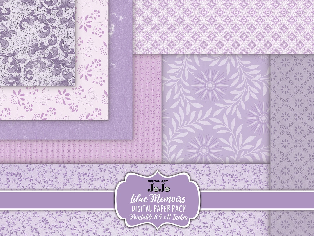 Lilac Junk Journal Printable Papers, Purple Vintage Scrapbook Pages ...