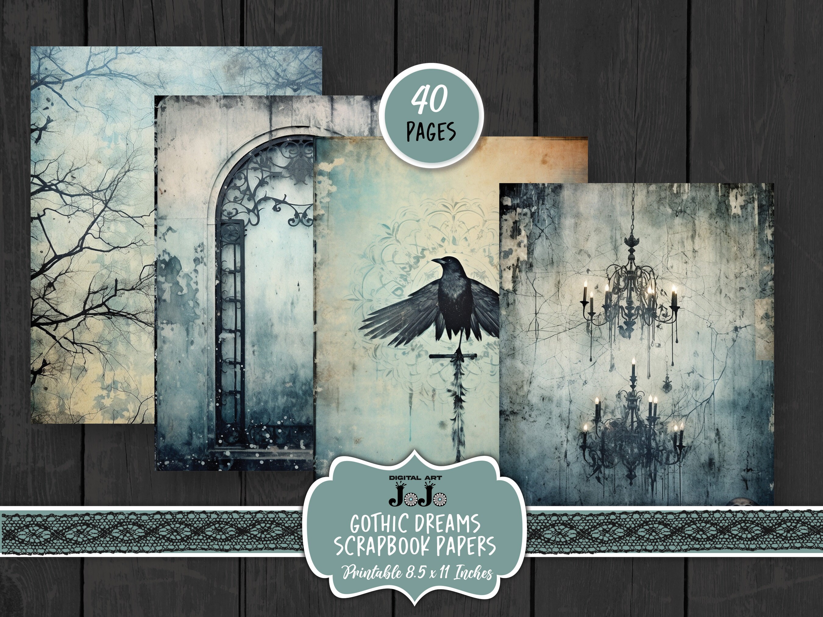 Gothic Junk Journal Pages, Scrapbooking Papers Kit, Collage Sheets ...