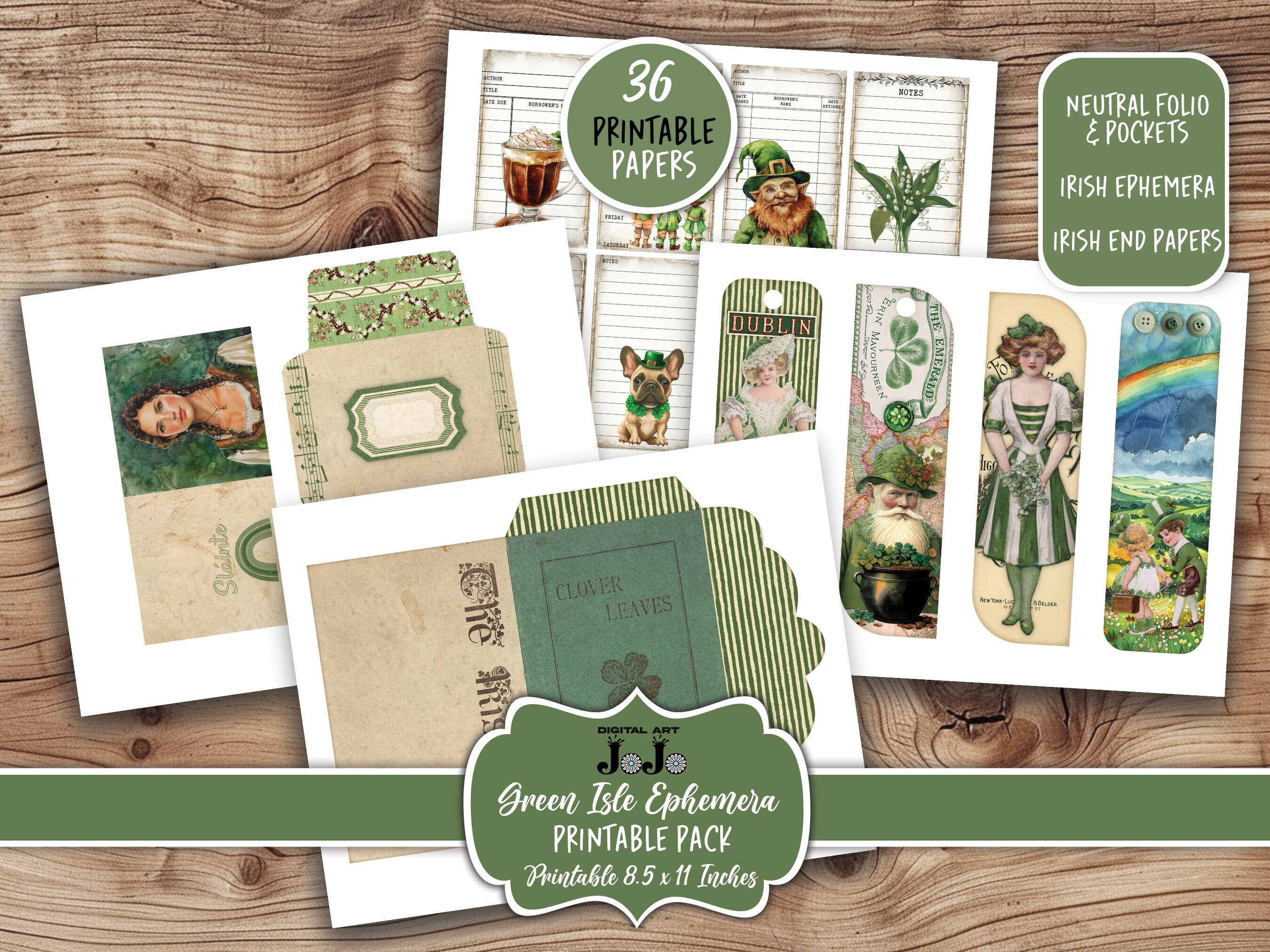 Irish Junk Journal Ephemera Kit, St Patricks Day, Scrapbook Papers Set ...