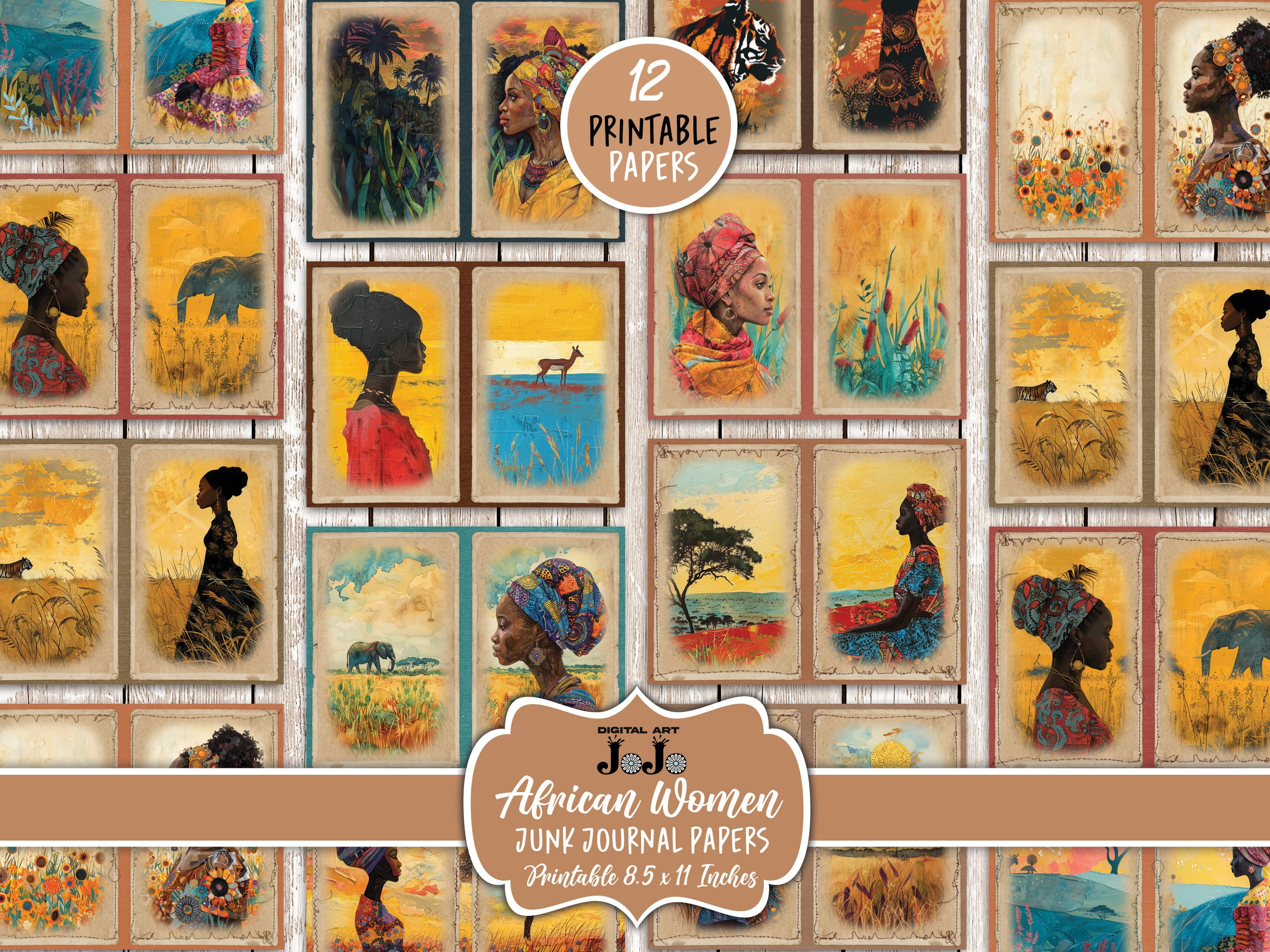 African Women Junk Journal Papers Kit, African American Scrapbook Pages ...