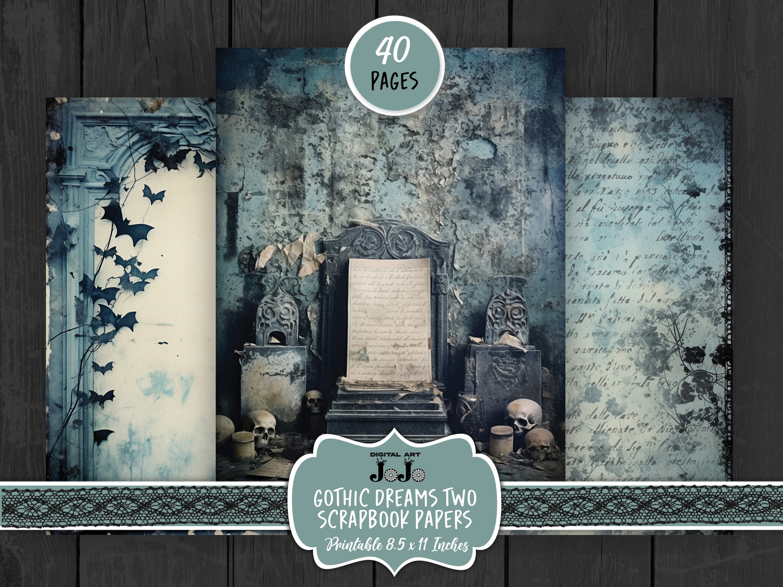 Gothic Junk Journal Pages, Scrapbooking Papers Kit, Collage Sheets ...