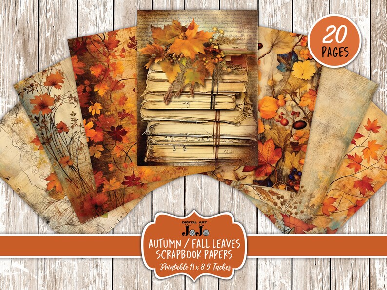 Fall Digital Paper Pack, Nature Printable Scrapbook Sheets, Autumn ...