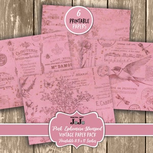 Pink Junk Journal Papers Kit, Printable Floral Scrapbook Pages Set ...