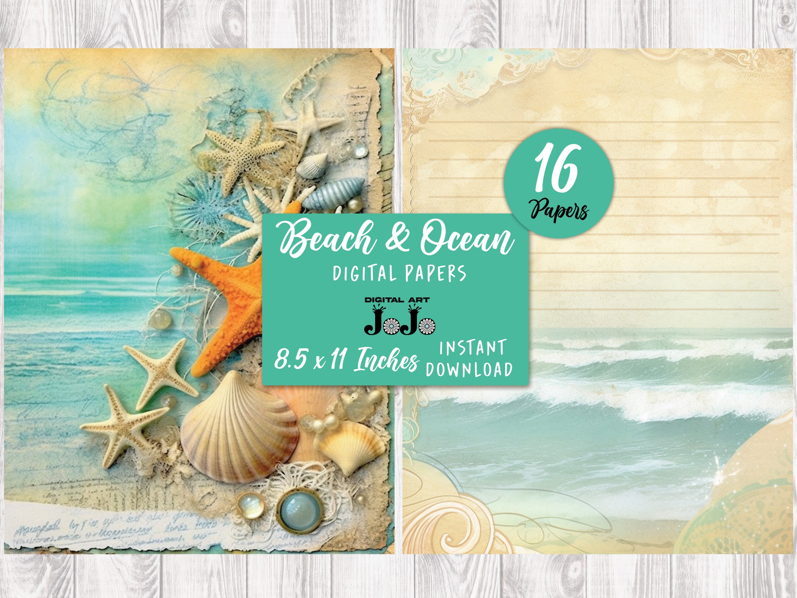 Ocean Junk Journal Papers, Beach Junk Journal Pages, Collage Sheets ...