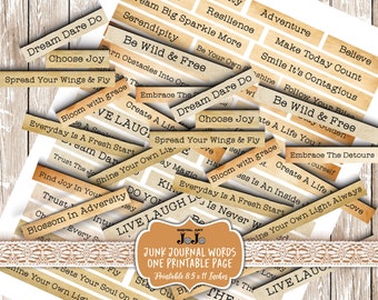 Journal Words, Inspirational Quotes, Printable Ephemera Vintage Labels ...