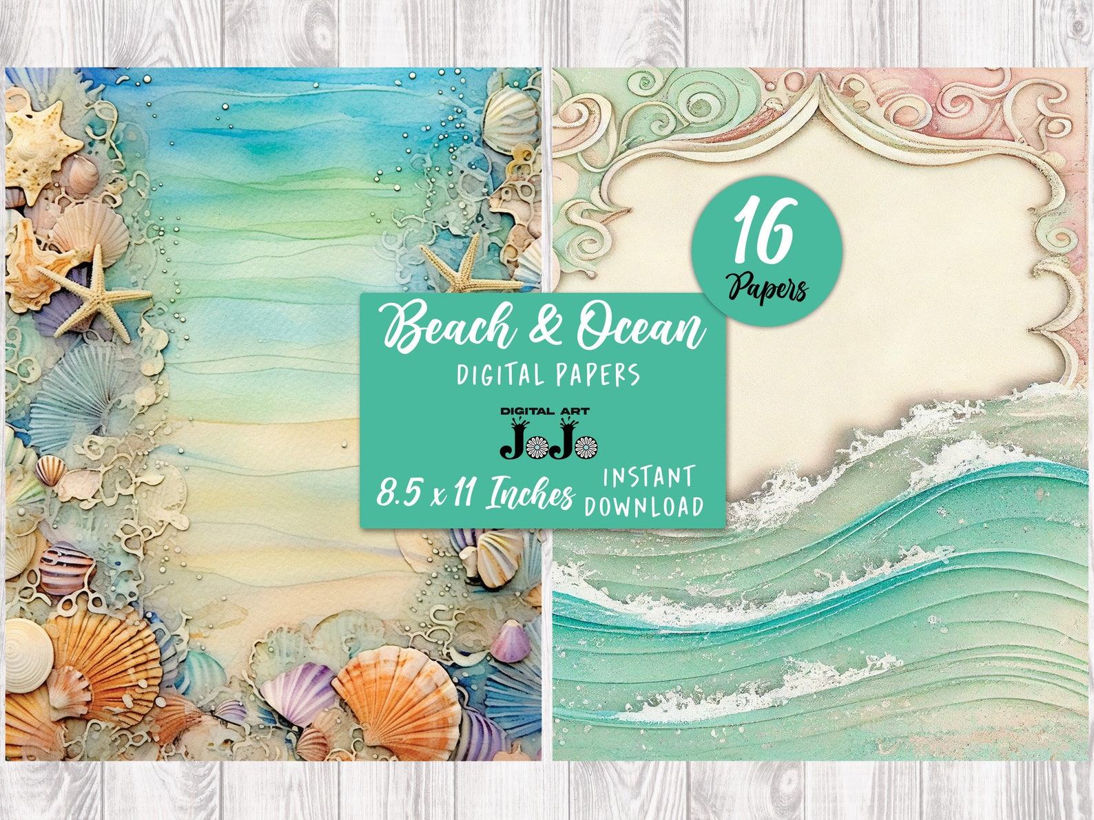 Ocean Junk Journal Papers, Beach Junk Journal Pages, Collage Sheets ...