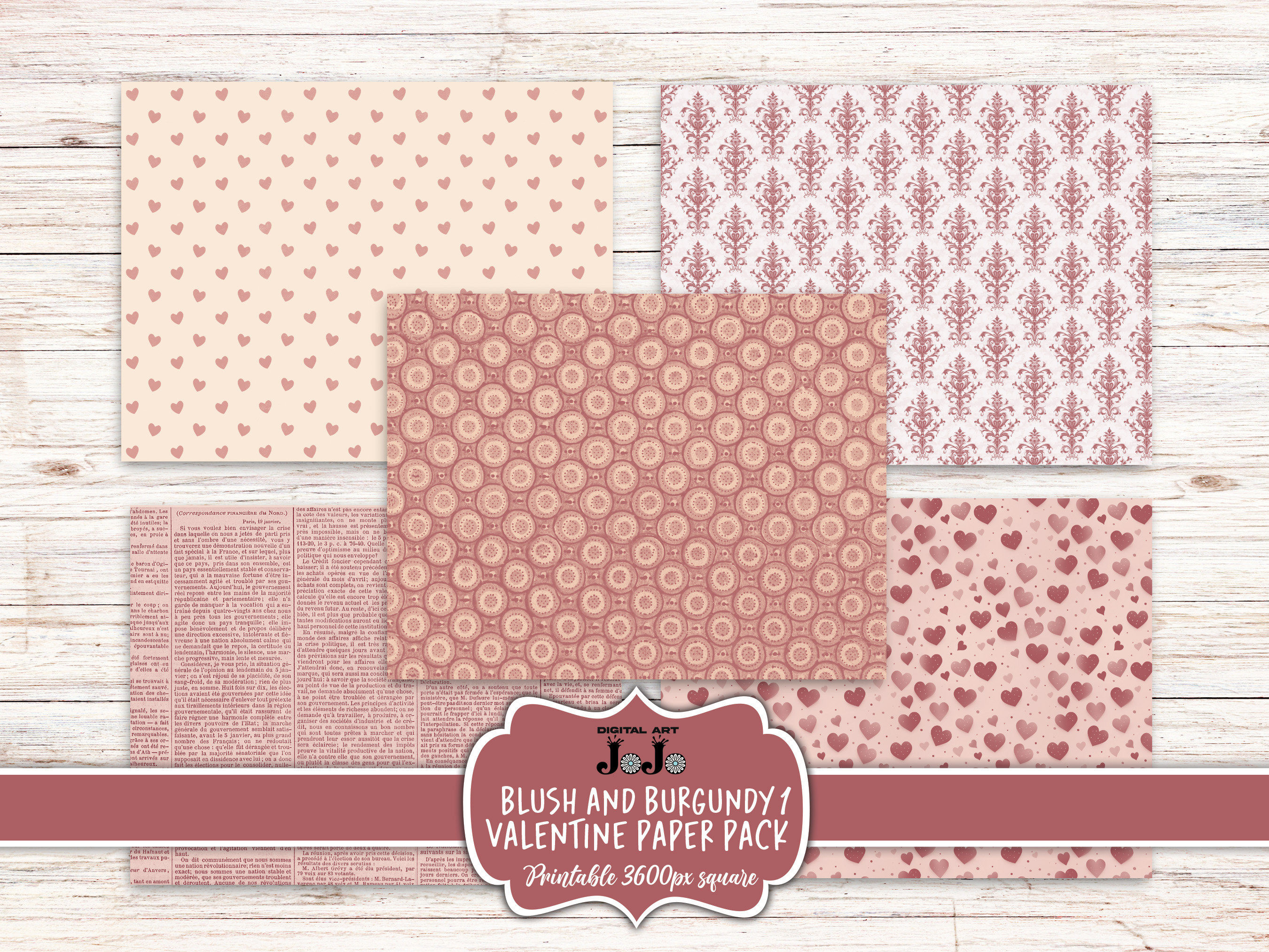 Valentine Junk Journal Digital Paper, Love Scrapbooking Pages Set ...