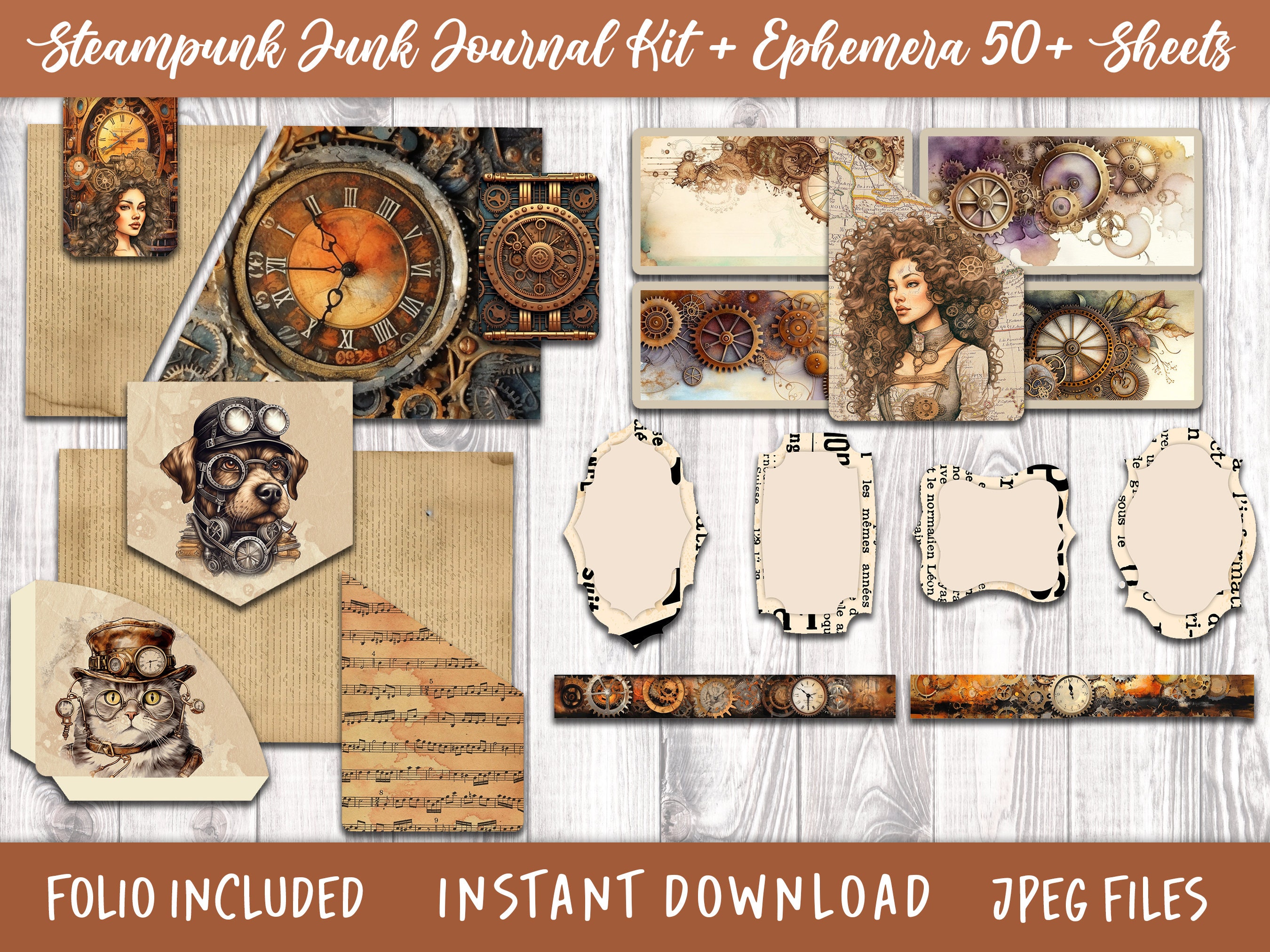 Steampunk Junk Journal Kit Junk Journal Digi Kits Ephemera - Etsy