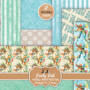 Funky Fish Printable Papers, Junk Journal Kit, Whimsical Scrapbook ...