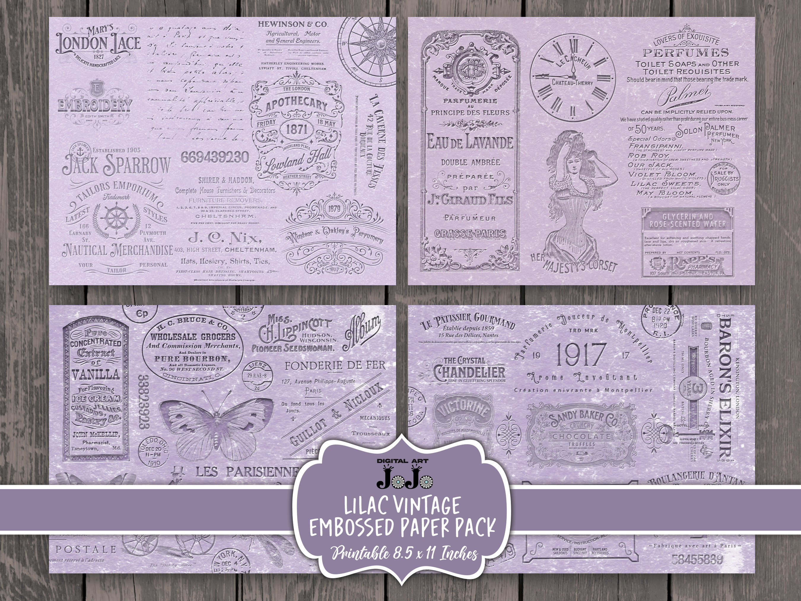 Purple Vintage Junk Journal Papers, Lilac Printable Pages Pack, Digital ...