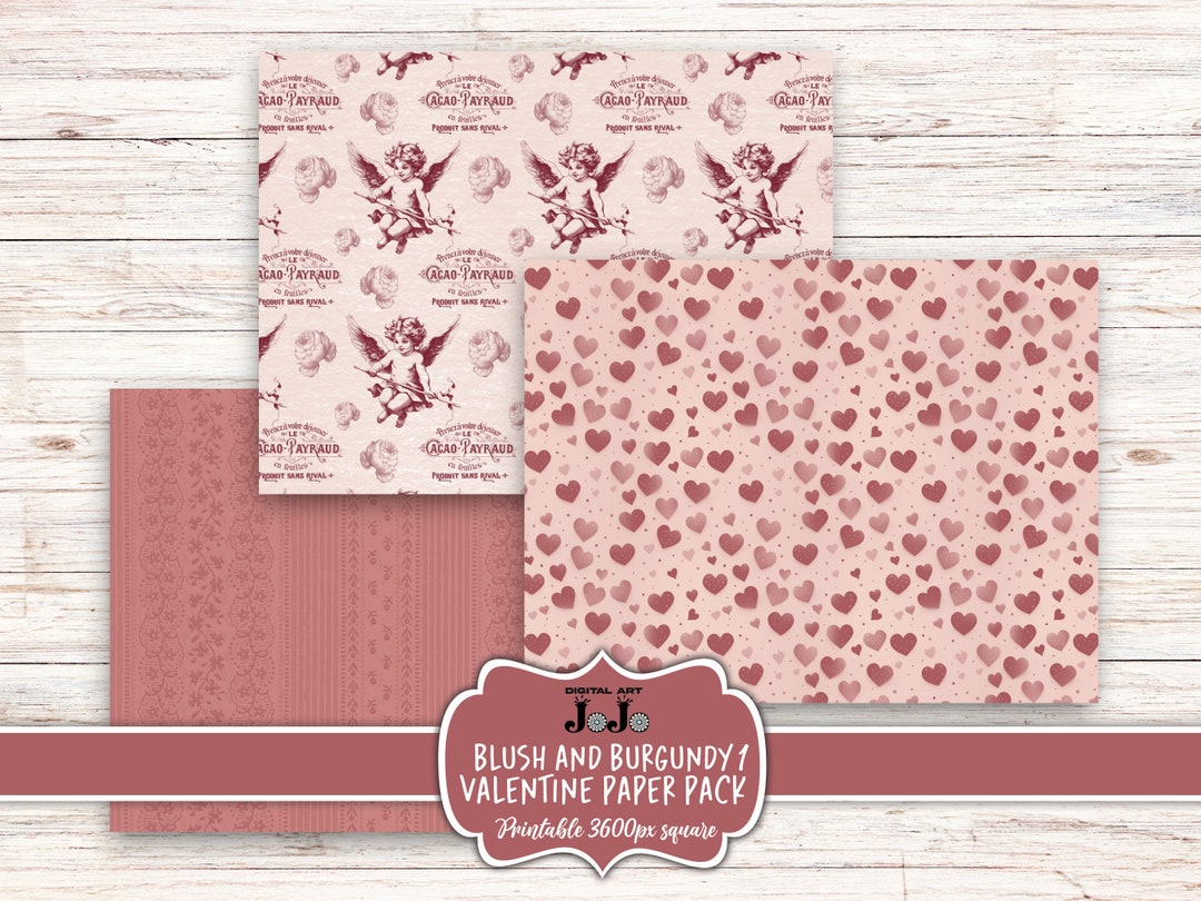 Valentine Junk Journal Digital Paper, Love Scrapbooking Pages Set ...